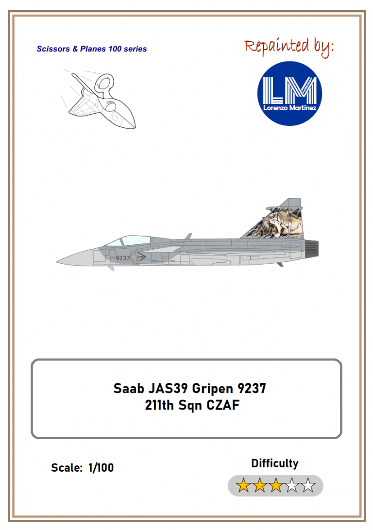 1/100 Czech Air Force JAS39 Gripen 9237 Paper Model - EcardModels