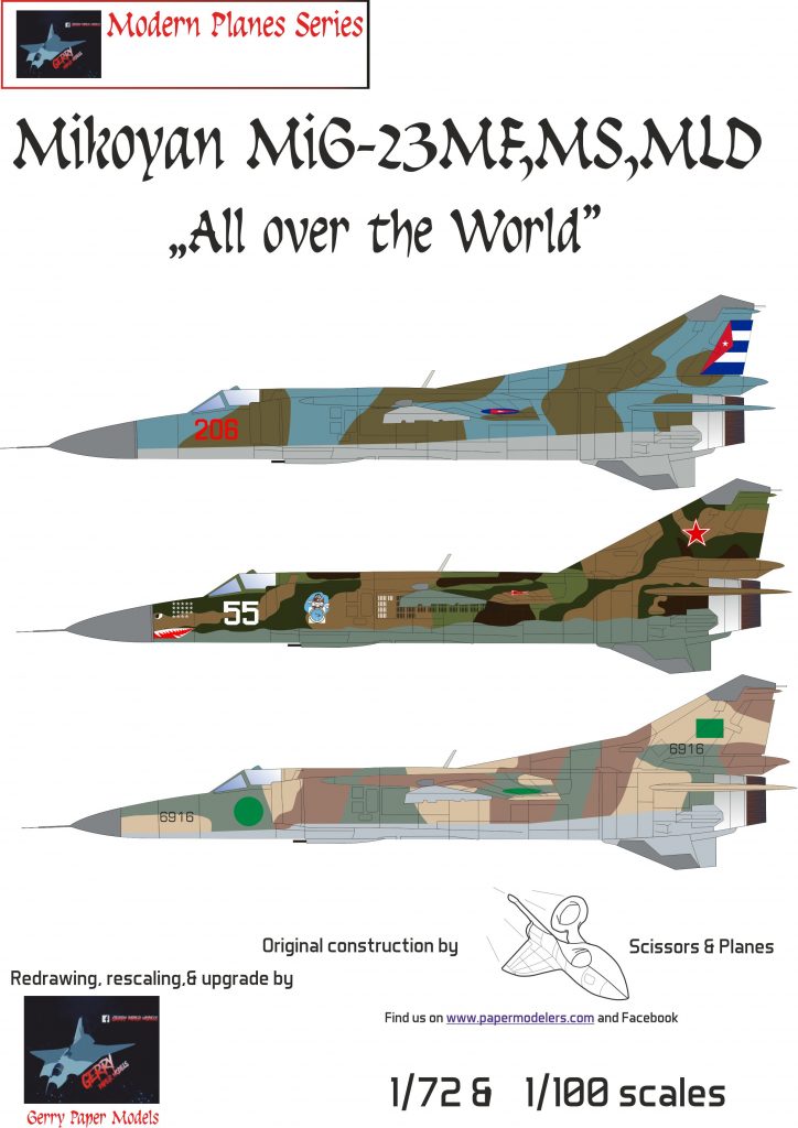 1/72 and 1/100 Mikoyan MiG-23M various versions (3) Kit Bundle Paper ...