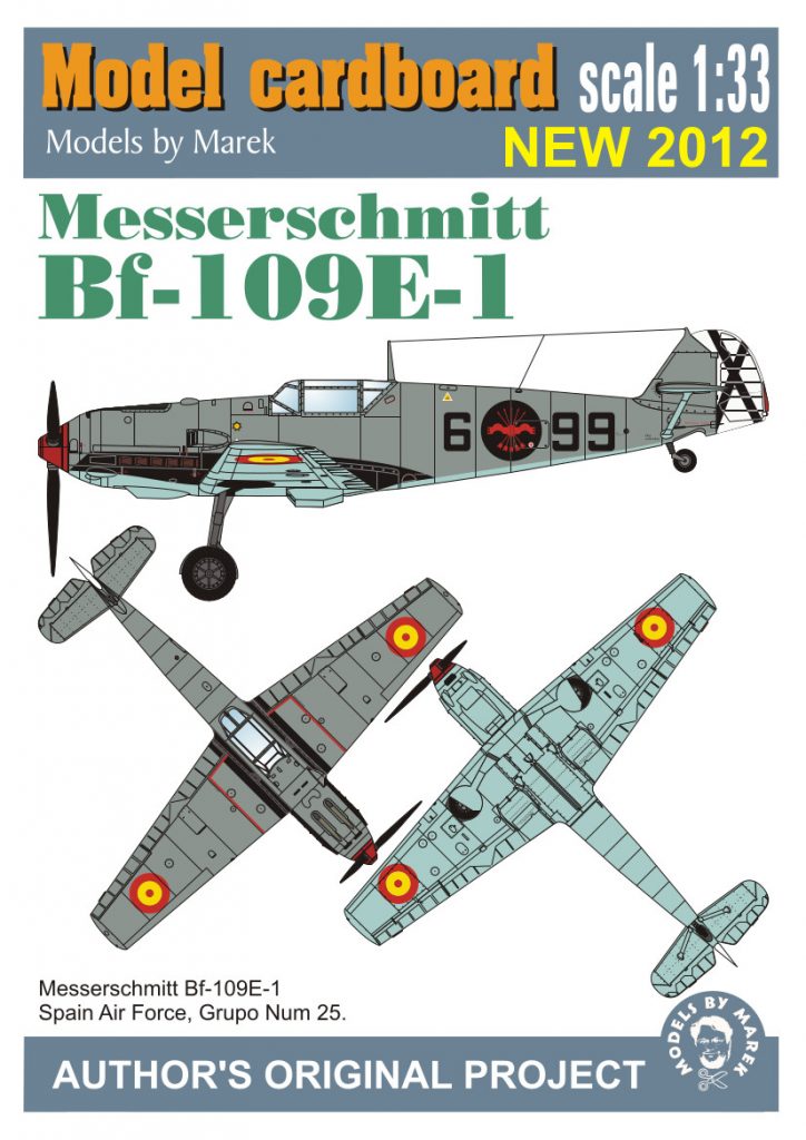 1/33 Messerschmitt Bf-109E-1 Spanish Air Force Paper Model - EcardModels
