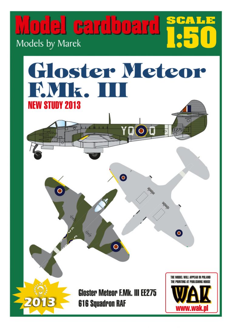 1/50 Gloster Meteor F Mk III - EE275 - Paper Model - EcardModels