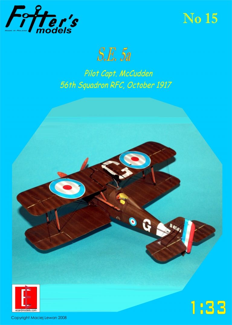 1/33 SE 5a McCudden Paper Model - EcardModels