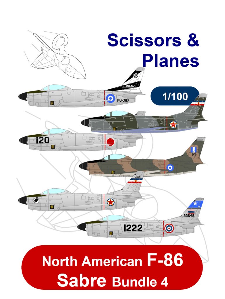 1/100 snp North American F-86 Bundle 4 Paper Model - EcardModels