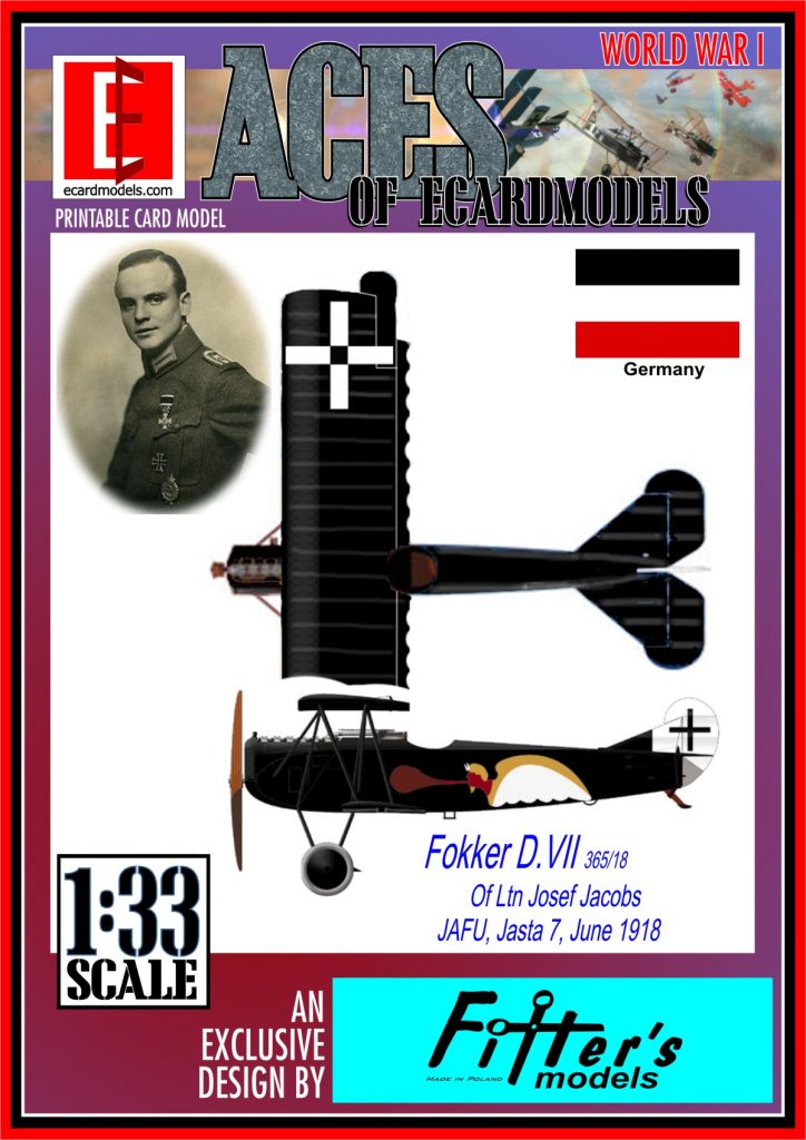 1/33 Fokker D.VII Jacobs Paper Model - EcardModels