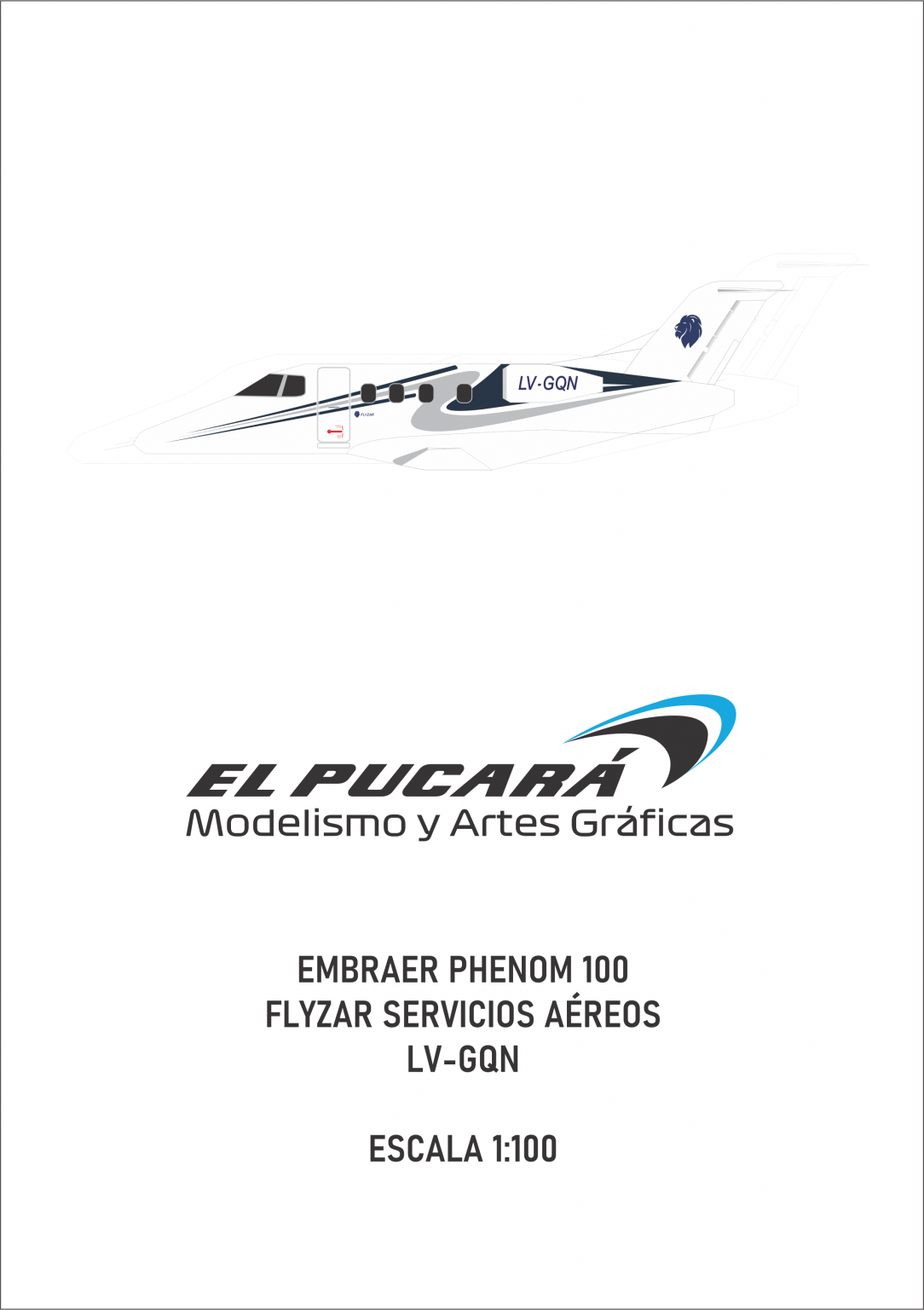 1/100 Embraer Phenom 100 - Flyzar Servicios Aéreos - Paper Model ...
