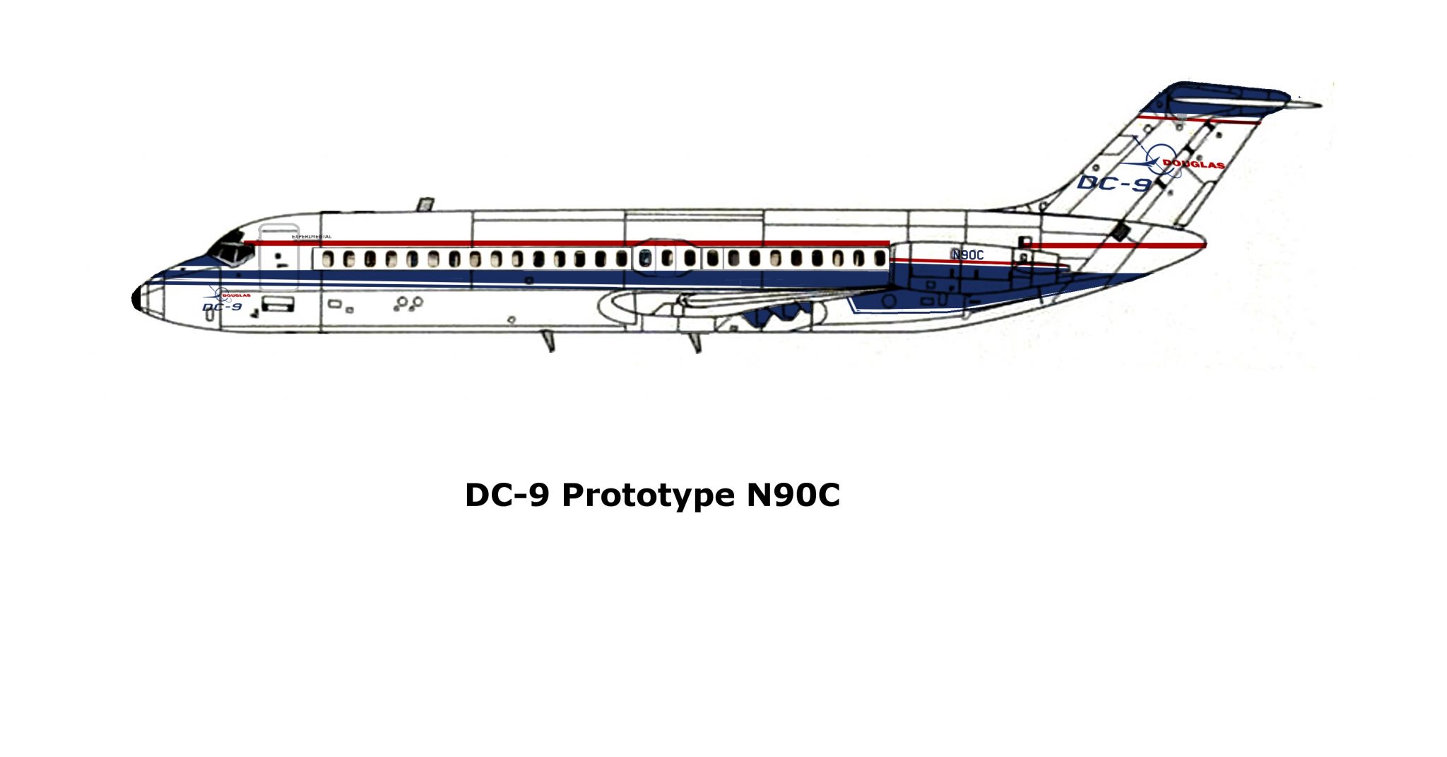 1/100 Dc-9 Prototype Paper Model - EcardModels
