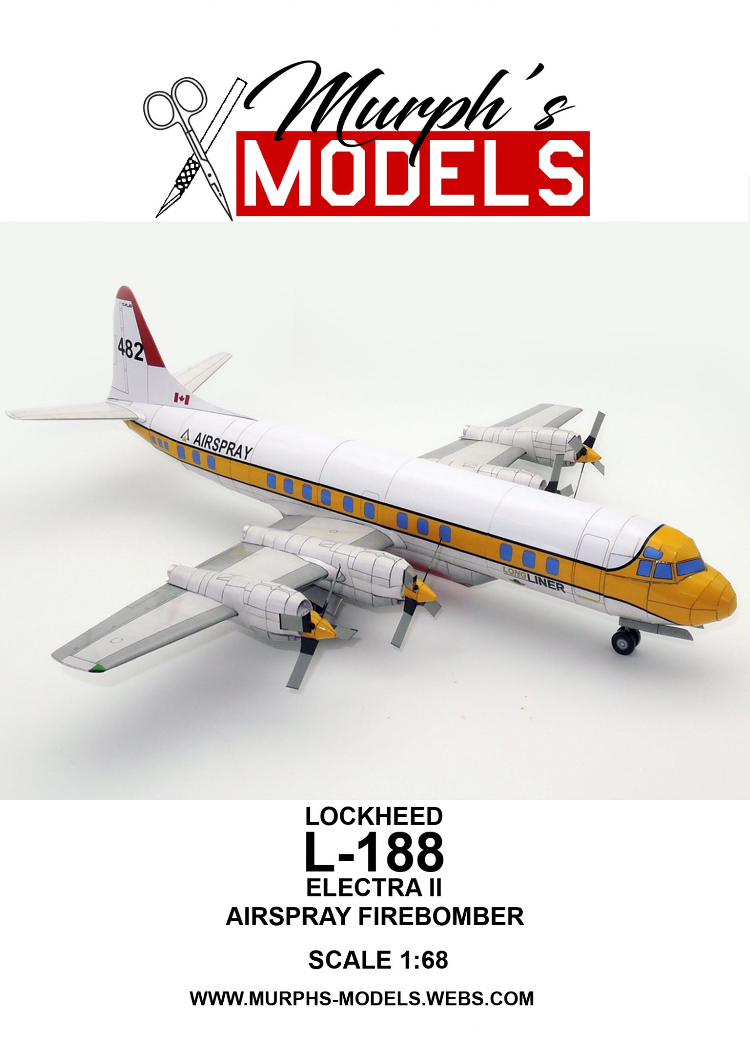 1/68 Scale Lockheed L-188 Electra II Airspray Firebomber Paper Model ...