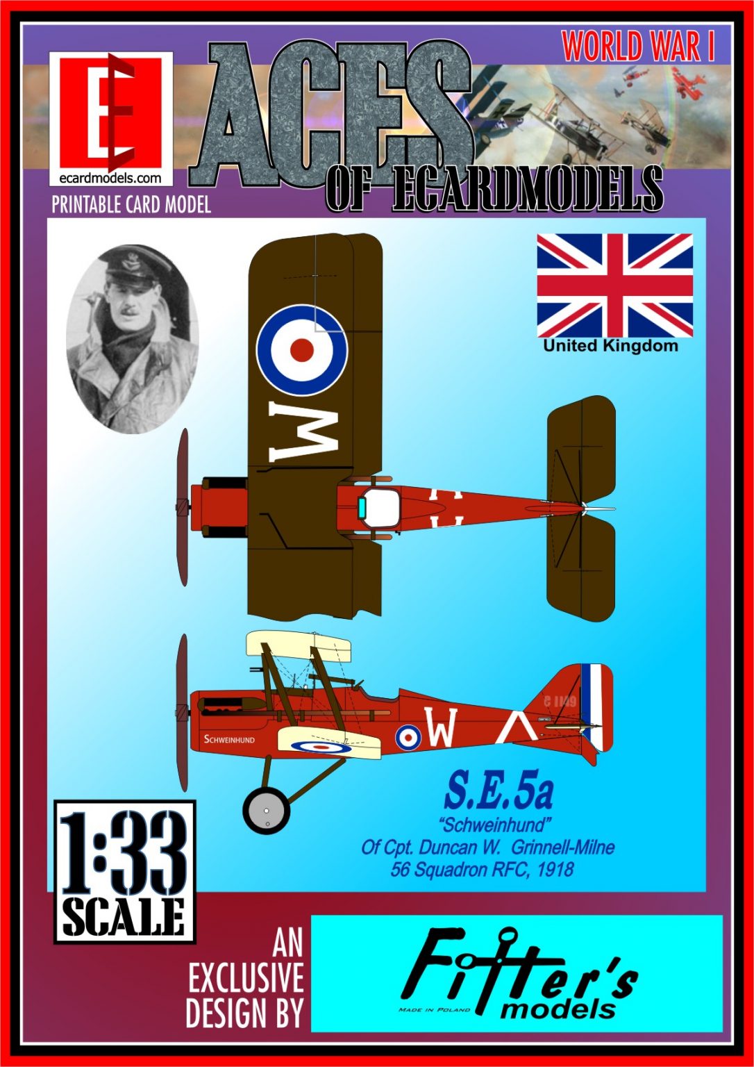 1/33 Aces SE5 Duncan Paper Models - EcardModels