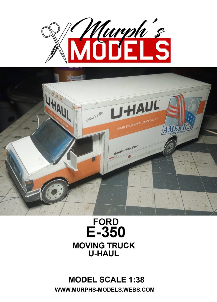 1 38 Ford E 350 Based Box Moving Truck U Haul Paper Model EcardModels 1 38 Ford E 350 Based Box Moving Truck U Haul Paper Model EcardModels