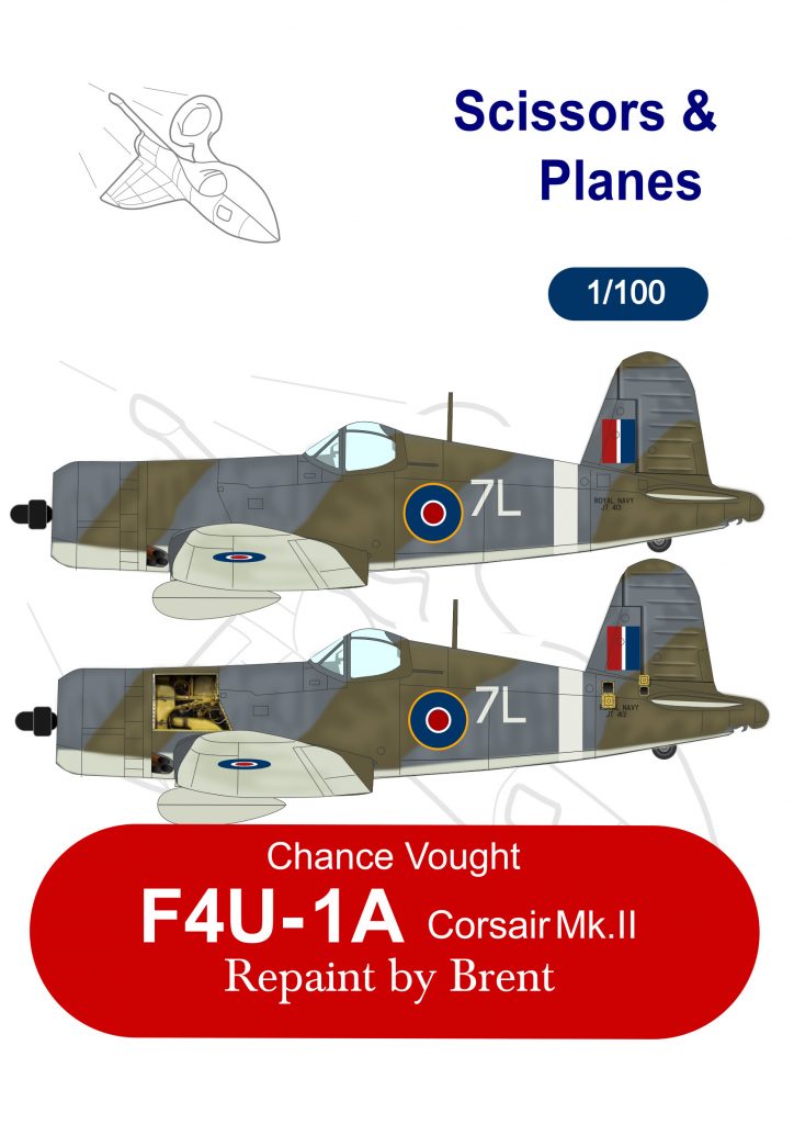 1/100 Chance Vought F4U-1A Mk.II Corsair 7L Paper Model - EcardModels