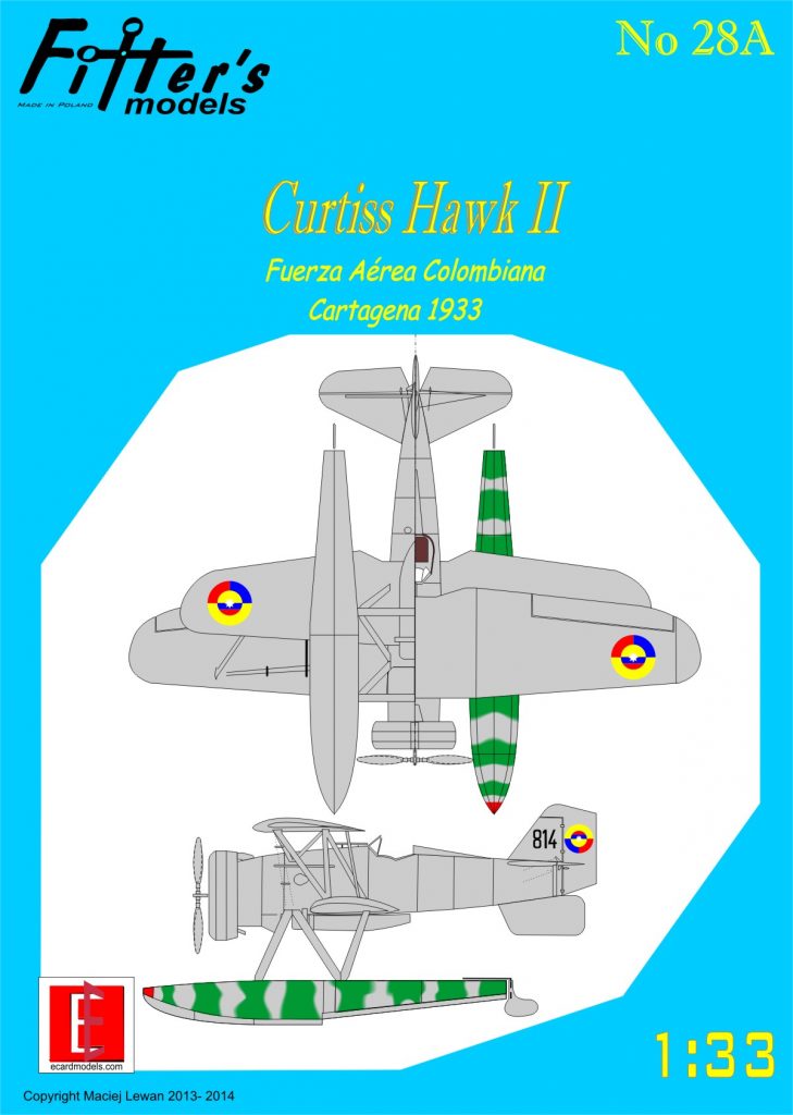 1/33 Curtiss Hawk II Floatplane Colombia Paper Model - EcardModels