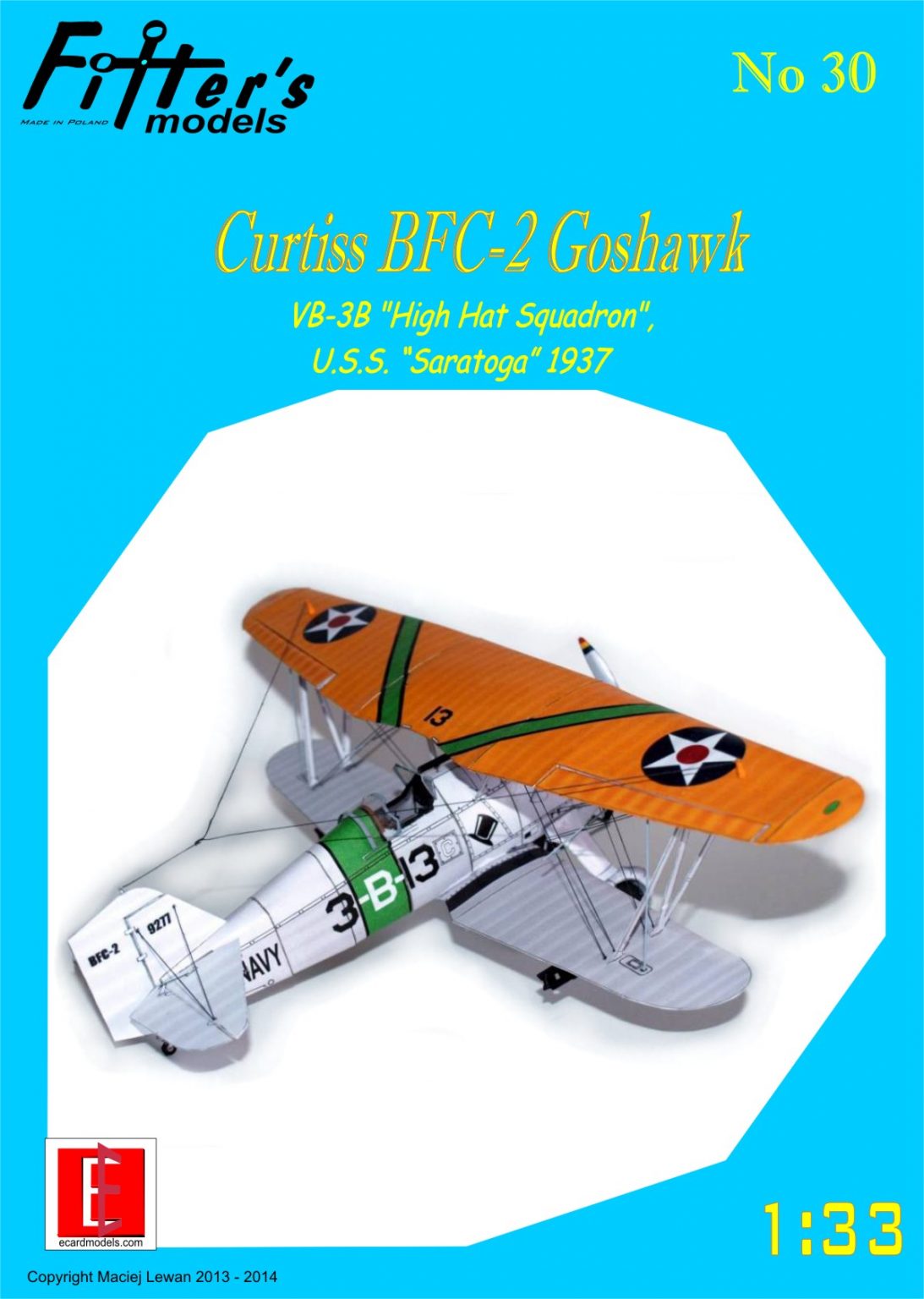1/33 Curtiss BFC-2 Goshawk Paper Model - EcardModels