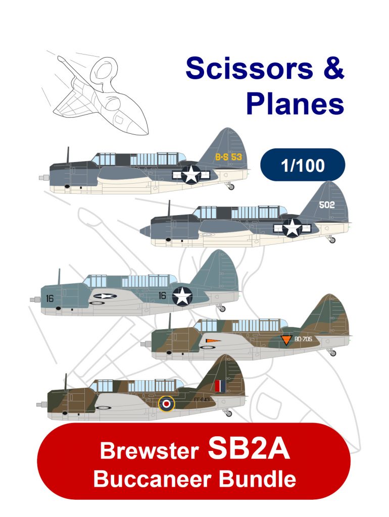 1/100 snp Brewster SB2A Buccaneer Bundle Paper Model - EcardModels