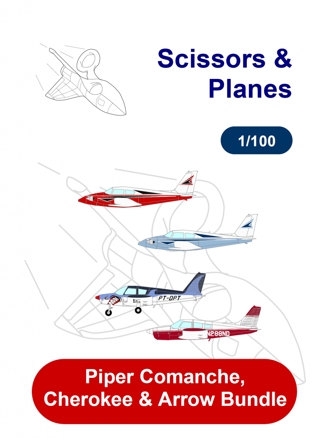 1/100 snp Piper Comanche Cherokee and Arrow Bundle Paper Model ...