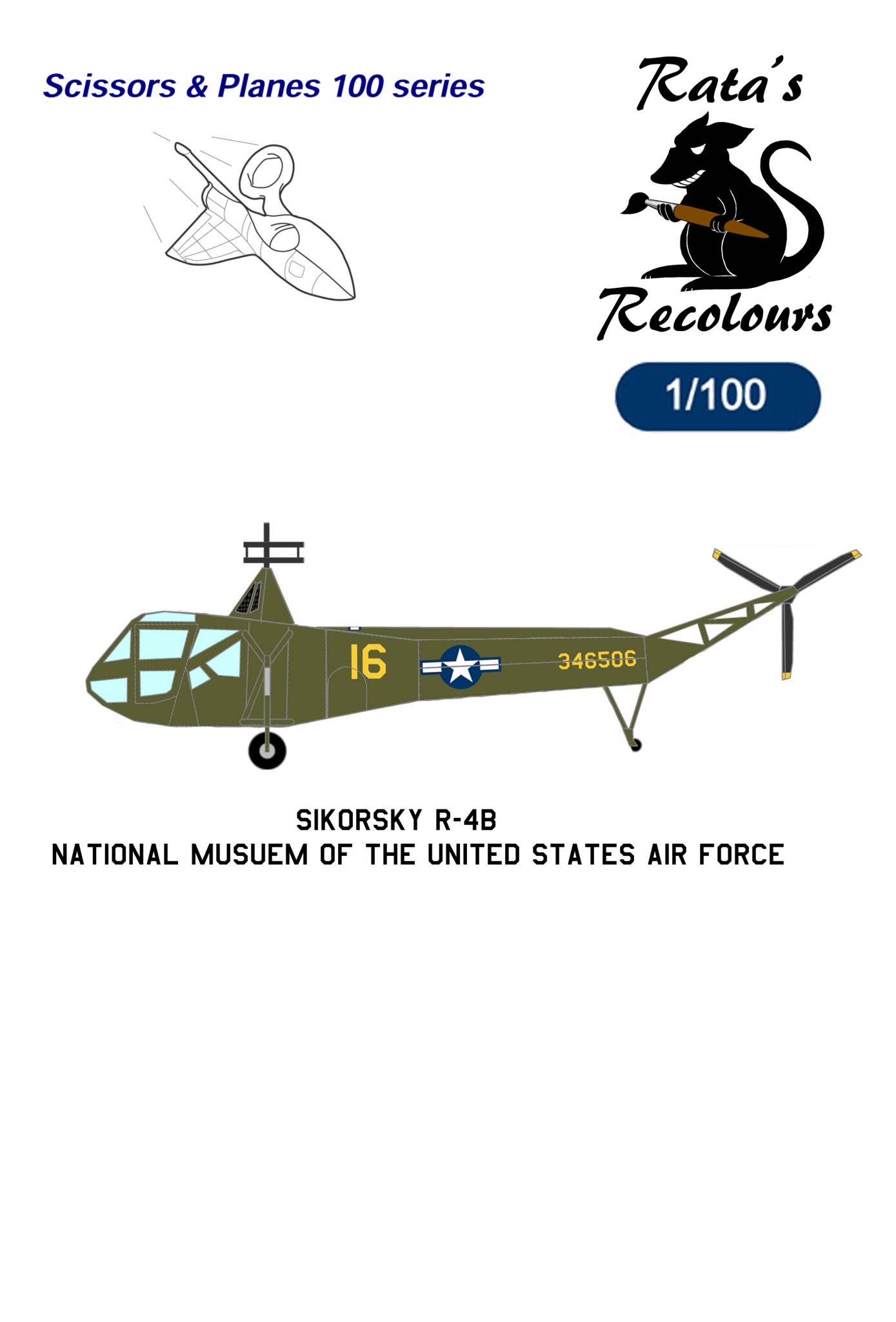 1/100 Sikorsky R-4B Paper Model - EcardModels