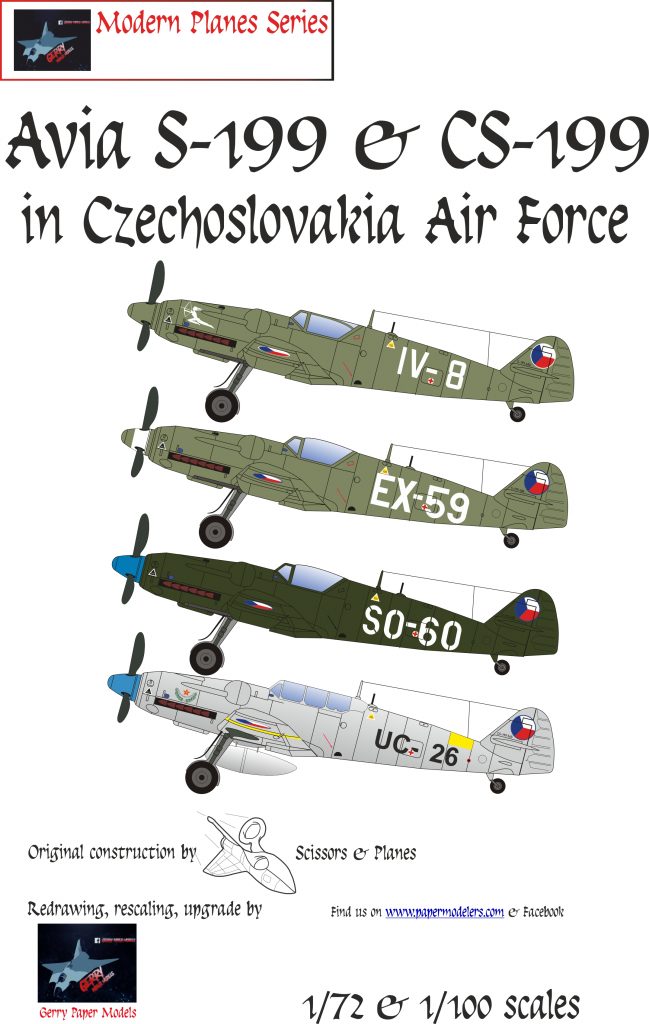 1/72 and 1/100 Avia S-199 & CS-199 in Czechoslovakia AF (4) Kit Bundle Paper Model - EcardModels