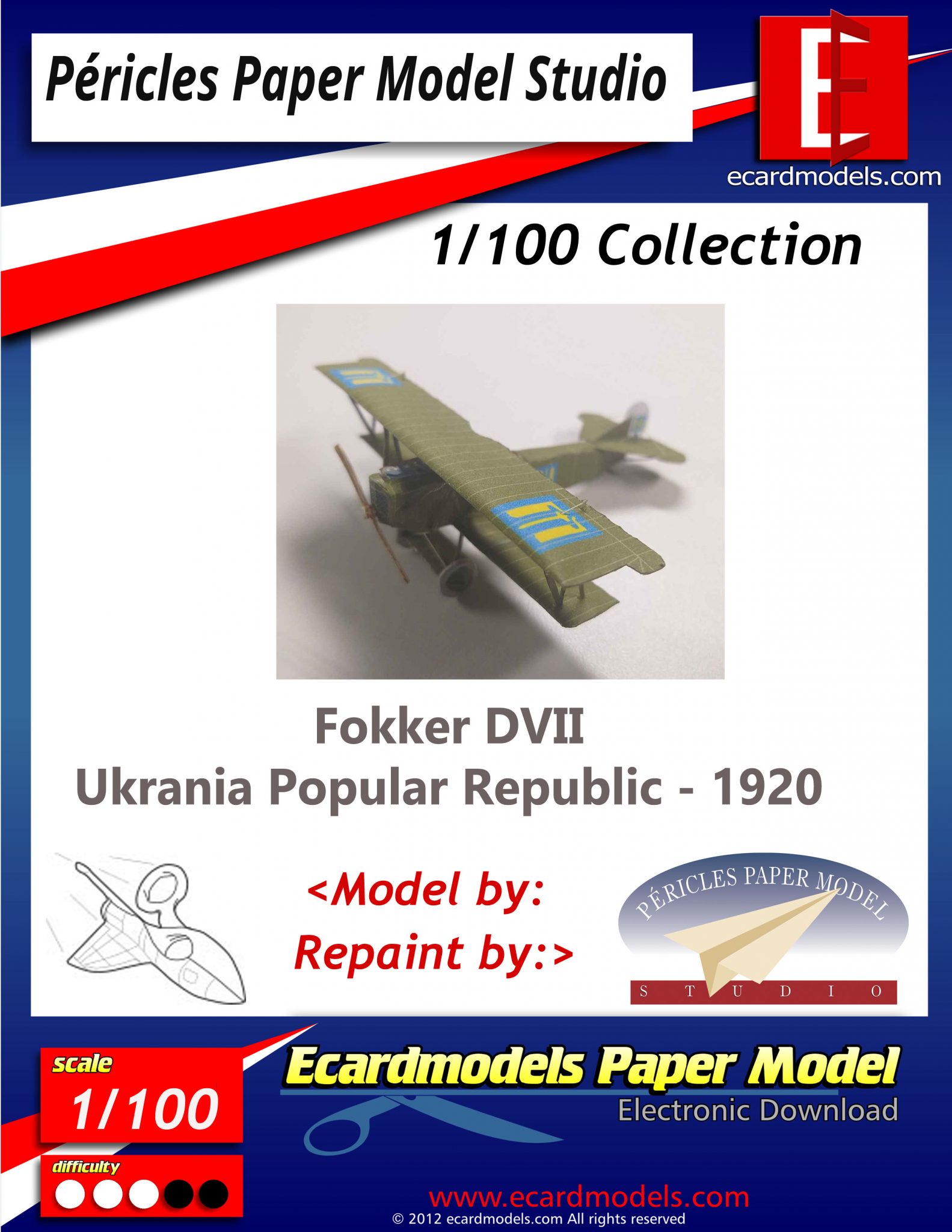 1/100 Fokker DVII Ukraine Popular Republic Air Force Paper Model ...