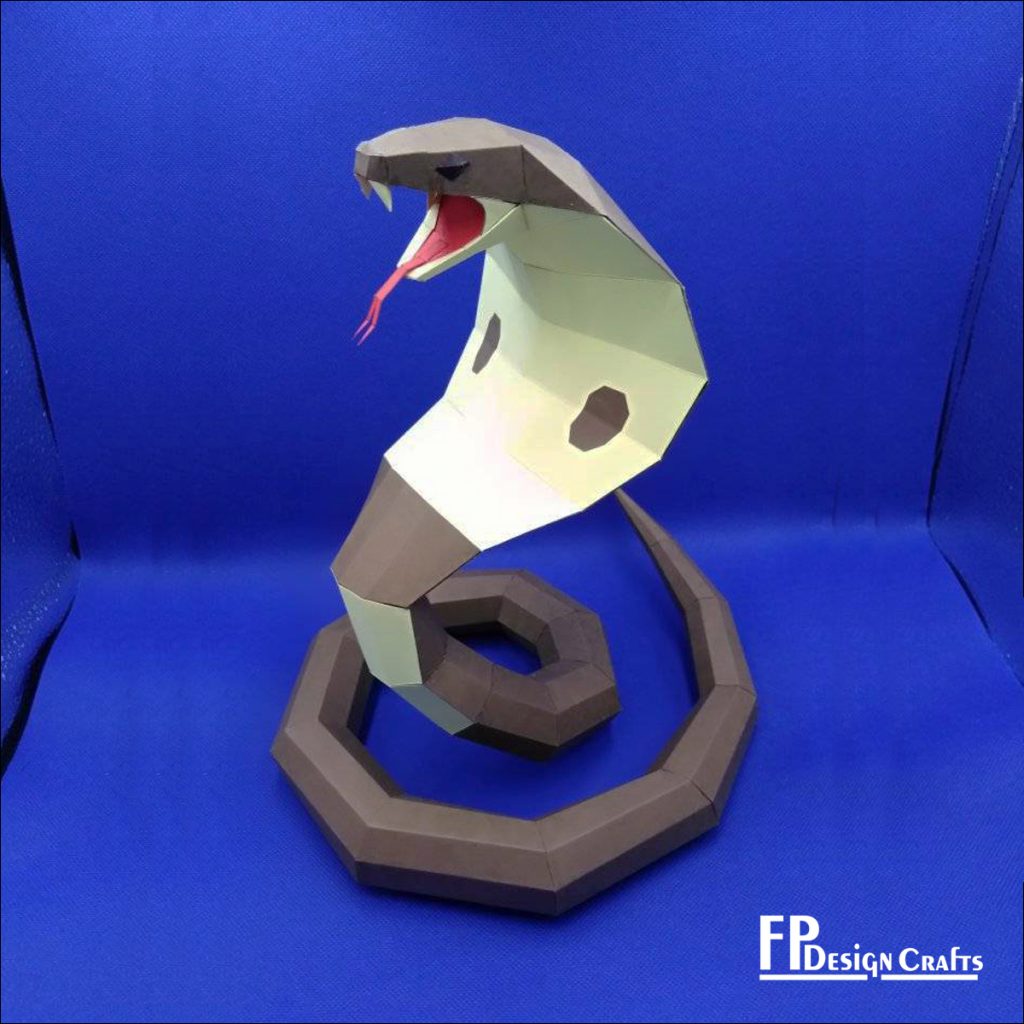 King Cobra papercraft, Low Poly snake, King Cobra Decor paper model ...