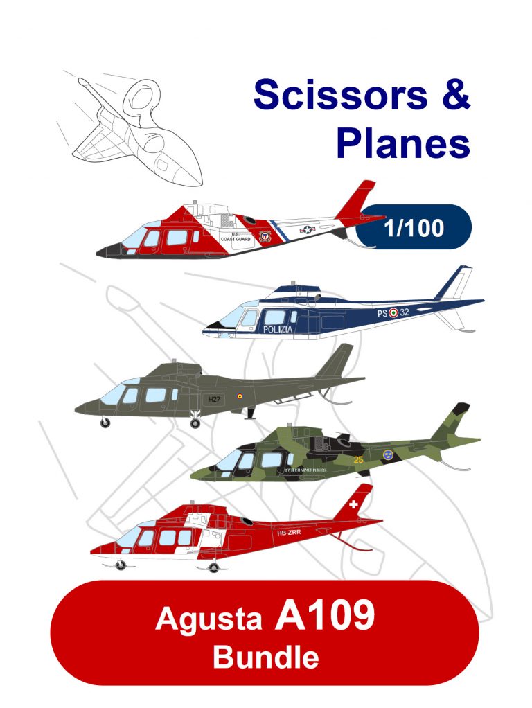 1/100 snp Agusta-Westland A109 Bundle Paper Model - EcardModels