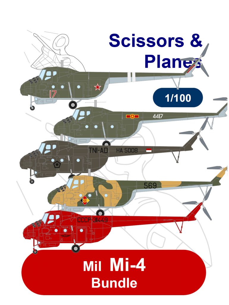 1/100 snp Mil Mi-4 Bundle Paper Model - EcardModels