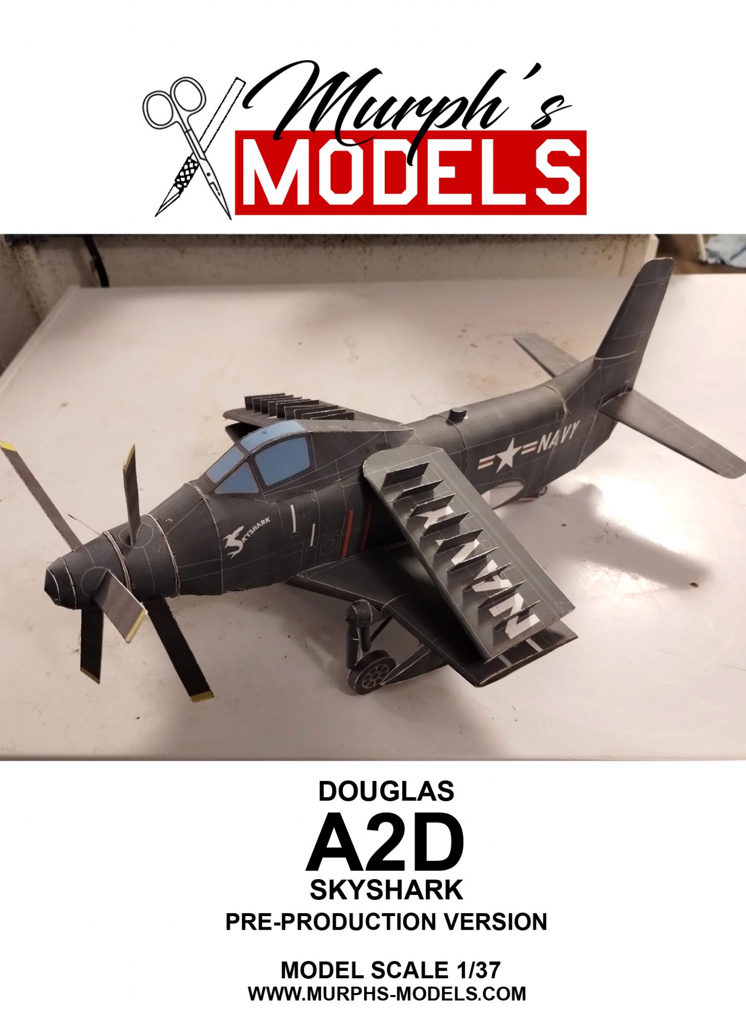 1/37 Douglas A2D Skyshark Pre-Production Paper Model - EcardModels