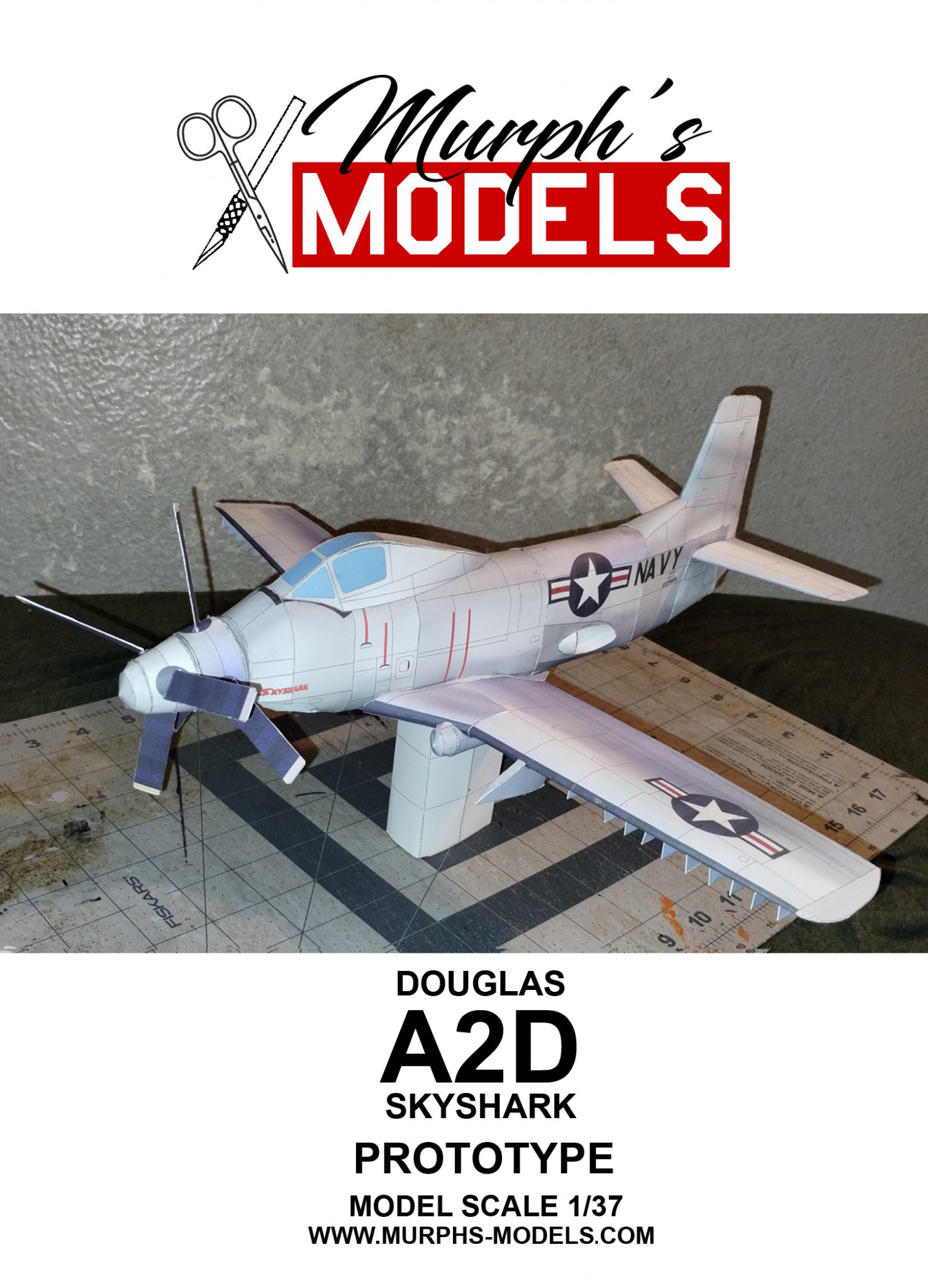 1/37 Douglas A2D Skyshark Prototype Paper Model - EcardModels