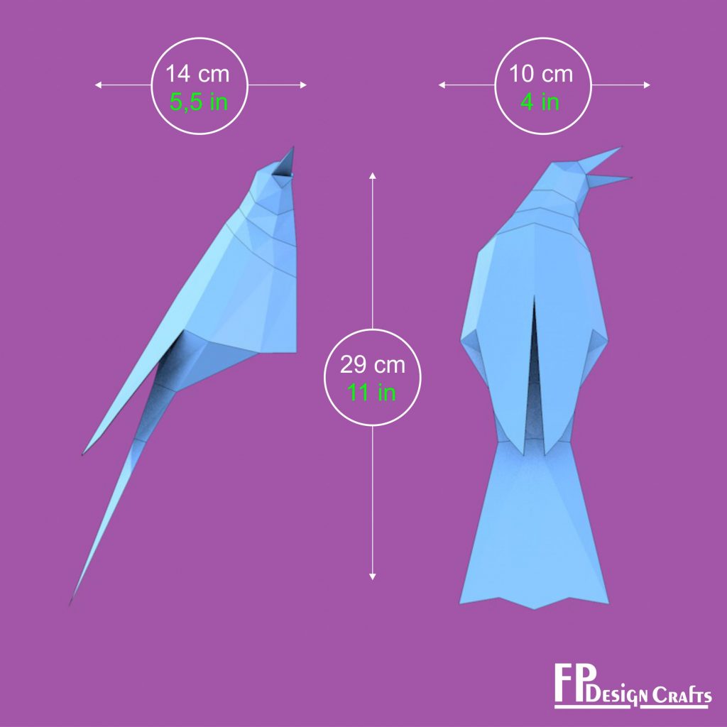Bird in a frame, Low Poly bird, 3D Origami bird, Decor 3D papercraft ...