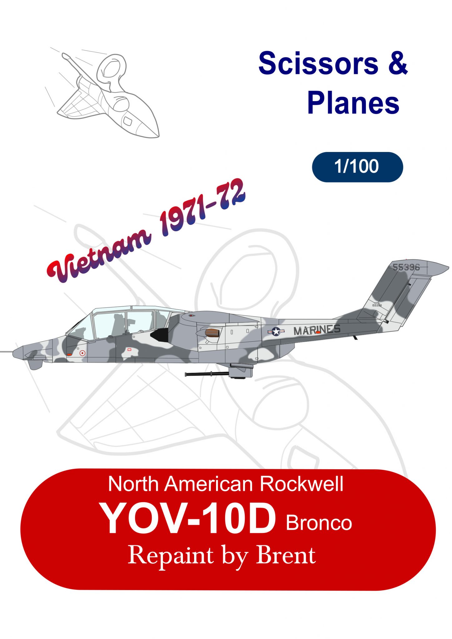 1/100 North American Rockwell YOV-10D Bronco Paper Model - EcardModels