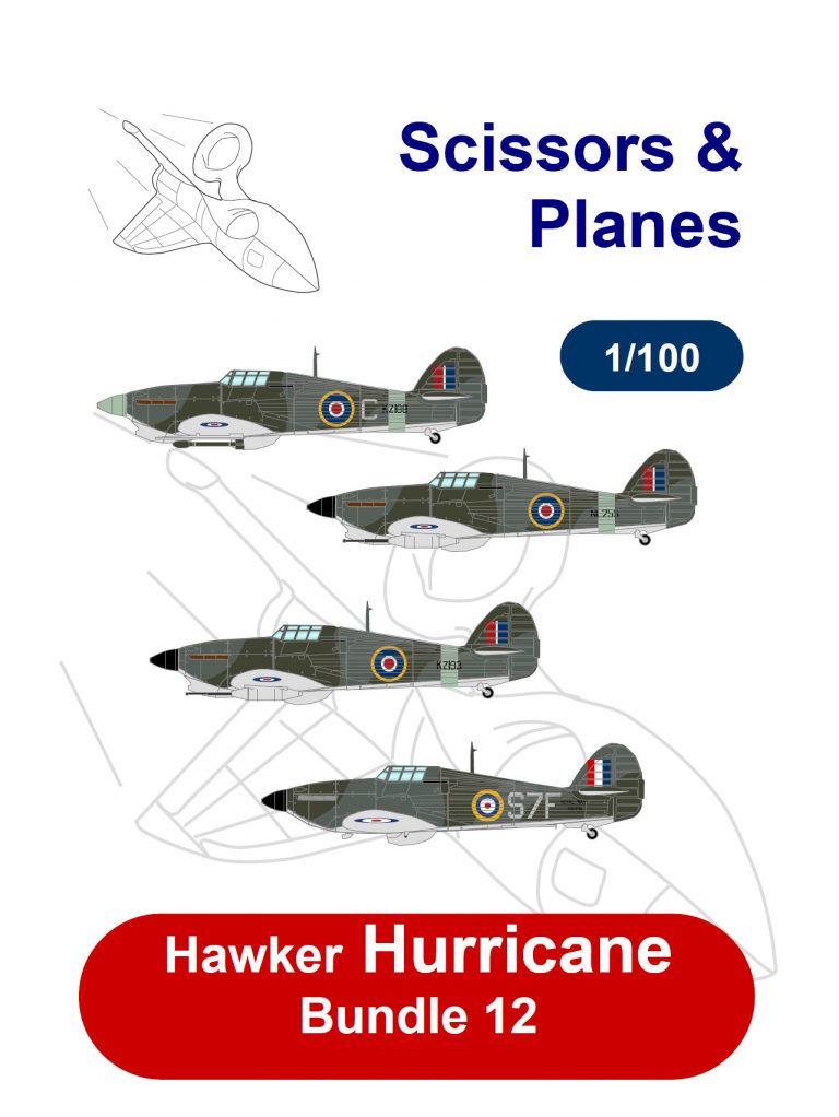 1/100 snp Hawker Hurricane Bundle 12 Paper model - EcardModels
