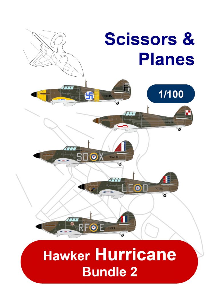 1/100 snp Hawker Hurricane Bundle 2 Paper model - EcardModels