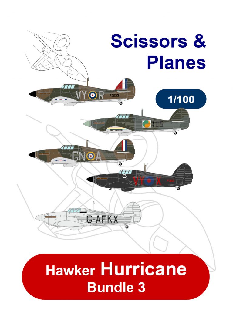 1/100 snp Hawker Hurricane Bundle 3 Paper model - EcardModels