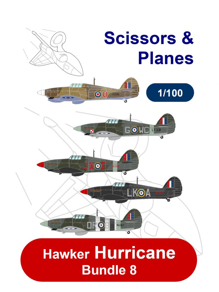 1/100 snp Hawker Hurricane Bundle 8 Paper model - EcardModels