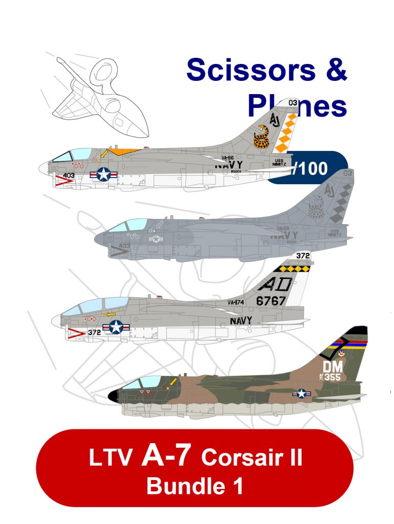 1/100 snp LTV A-7 Corsair II Bundle 1 Paper model - EcardModels