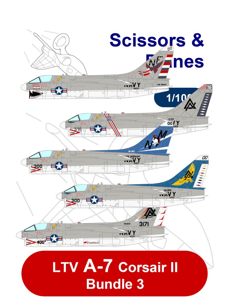 1/100 snp LTV A-7 Corsair II Bundle 3 Paper model - EcardModels