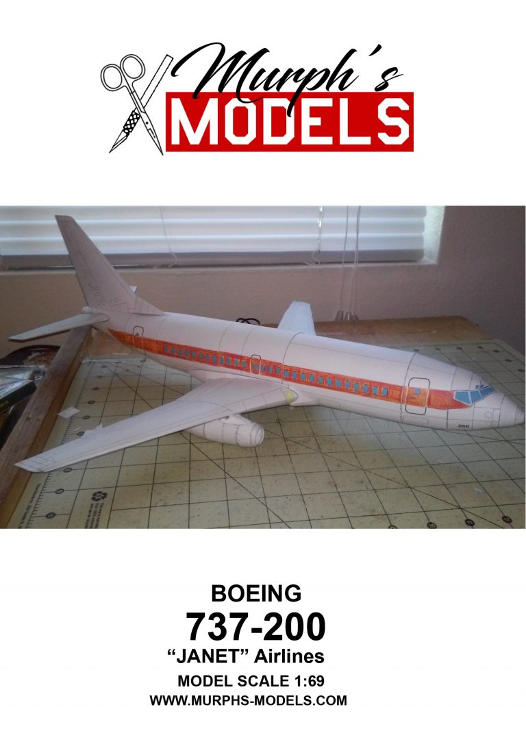 1/69 Boeing 737 Classic Janet Airlines Paper Model - EcardModels