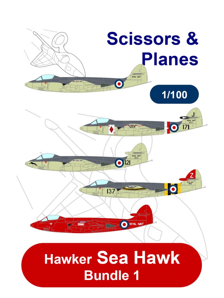 1/100 snp Hawker Sea Hawk Bundle 1 paper model - EcardModels