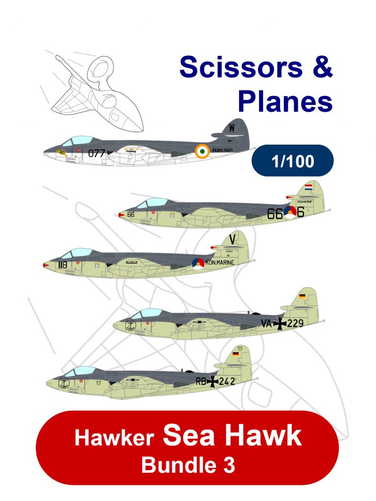 1/100 snp Hawker Sea Hawk Bundle 3 Paper model - EcardModels