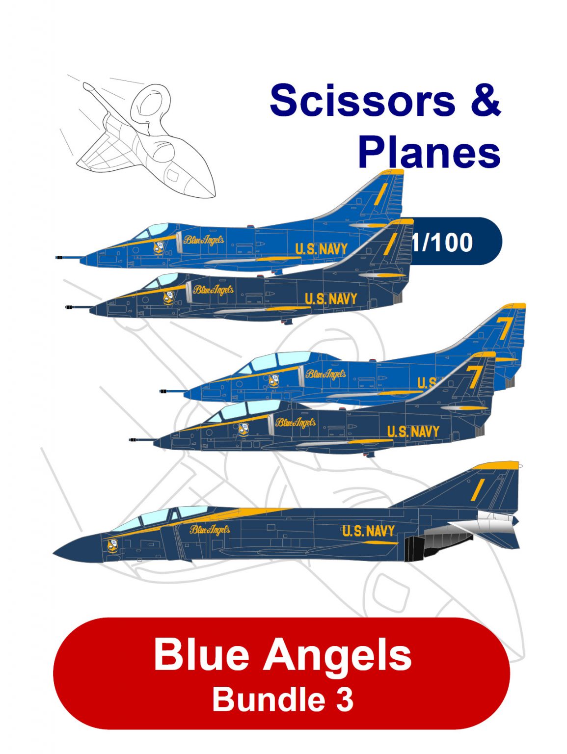 1/100 snp Blue Angels Bundle 3 Paper model - EcardModels