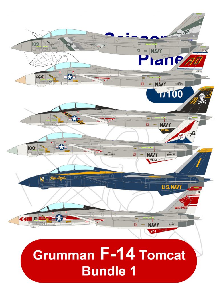1/100 snp Grumman F-14 Tomcat Bundle 1 Paper model - EcardModels