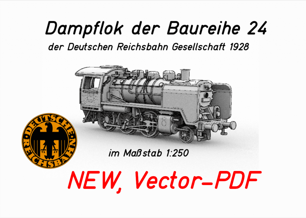 1/250 Steam Locomotive BR 24 Paper Model - EcardModels