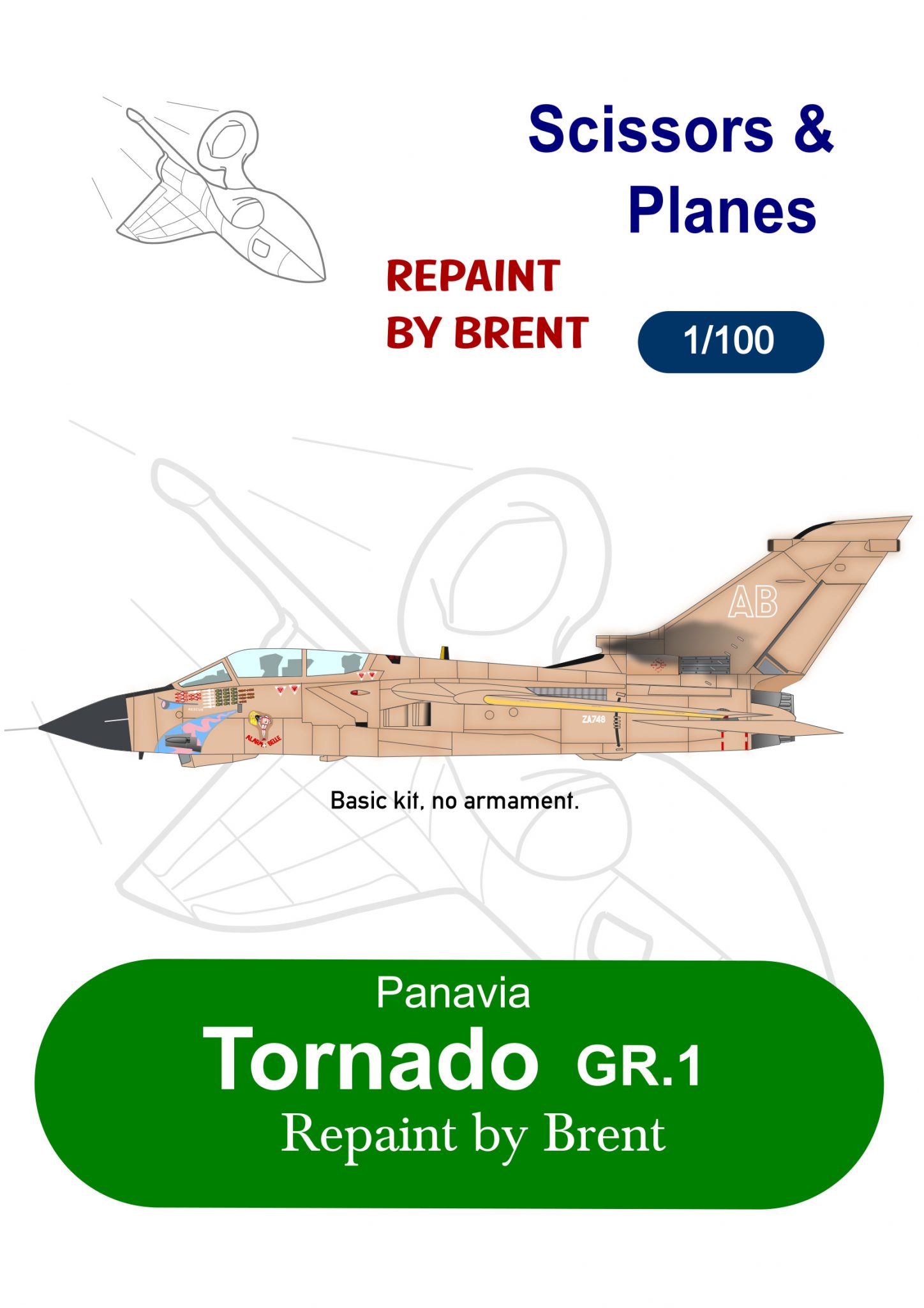 1/100 Panavia Tornado GR.1 RAF “Alarm Belle” Gulf War Paper Model ...
