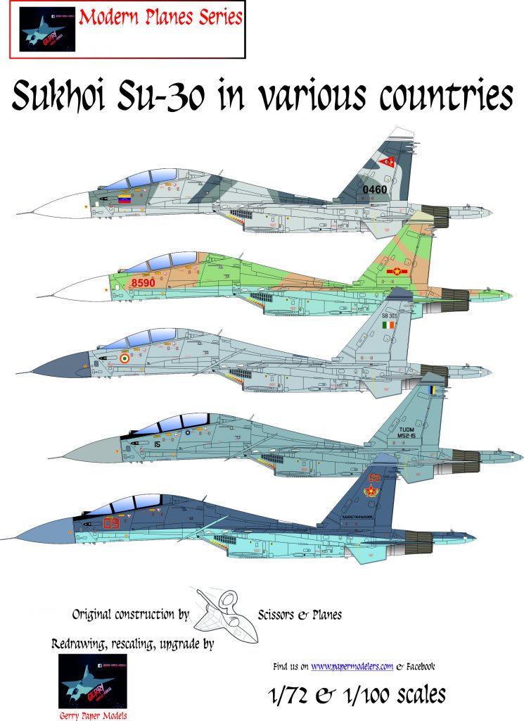1/72 and 1/100 Sukhoi Su-30 in various Air Forces (5) Kit Bundle Paper ...