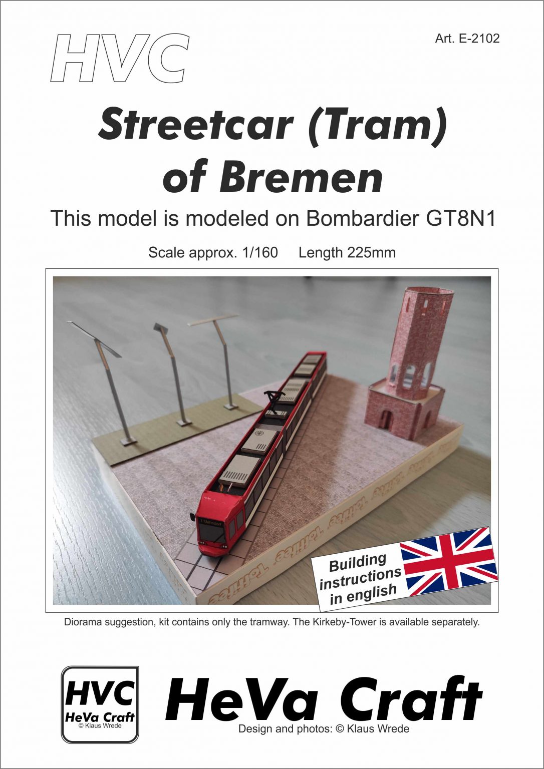 1/160 Streetcar (tram) of Bremen Paper Model - EcardModels