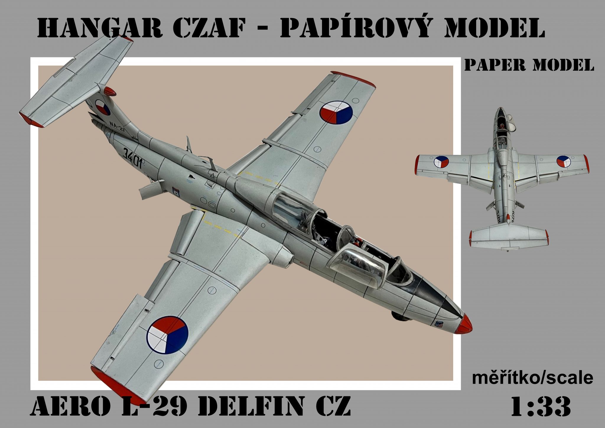 1/33 AERO L-29 Delfin Czech Air Force Paper Model - EcardModels