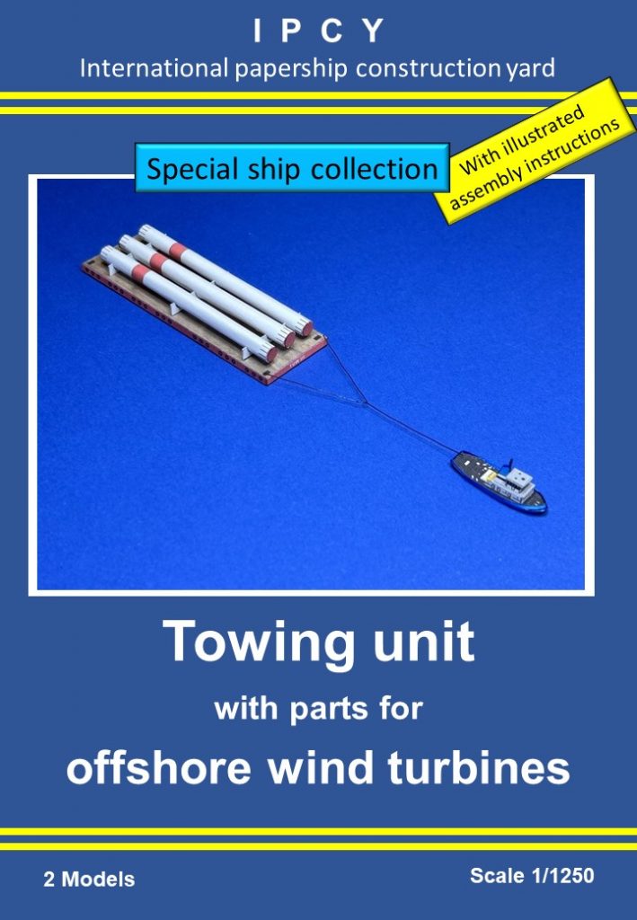 1/1250 Towing unit with parts for offshore wind turbines, Paper Model ...