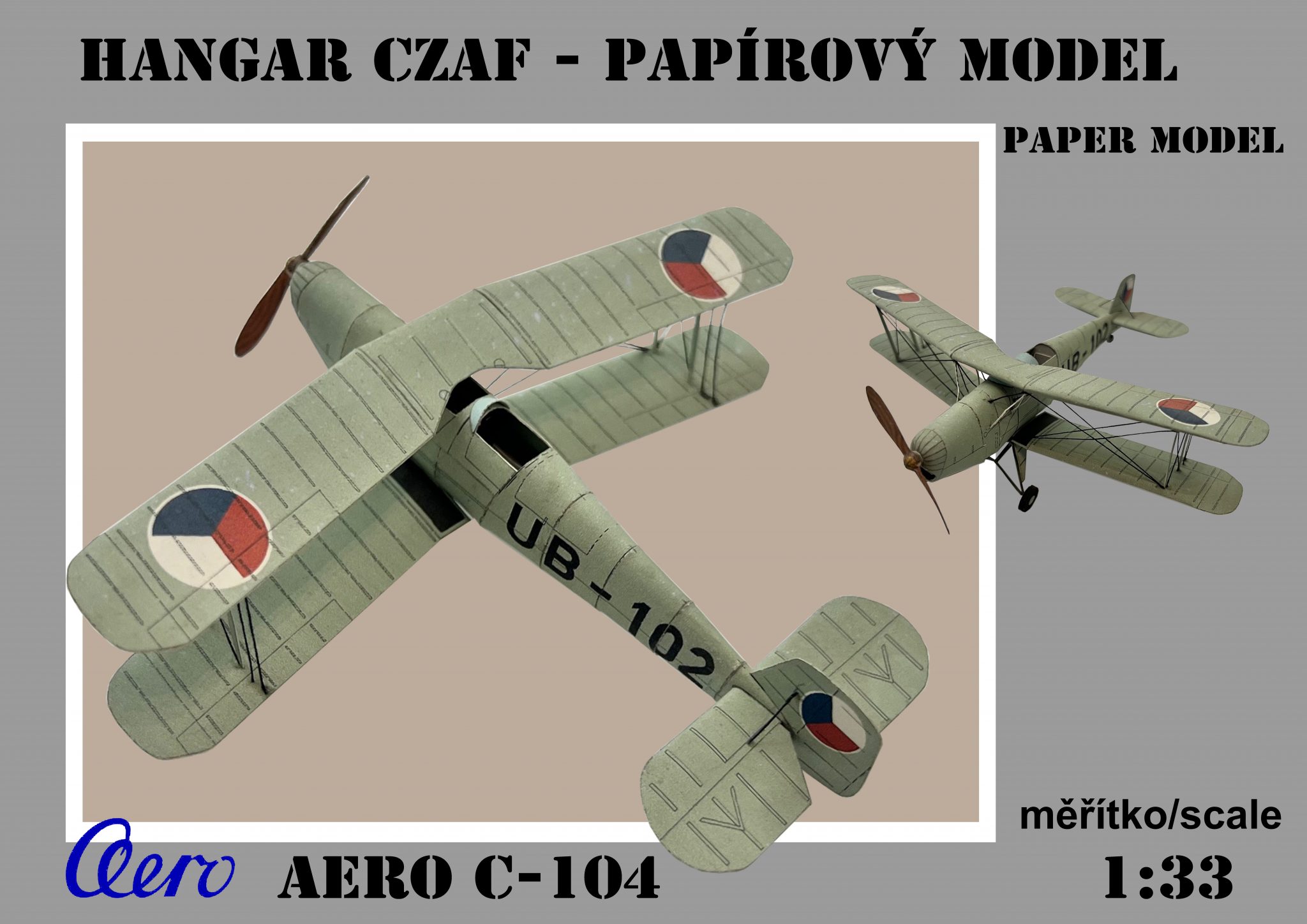 1/33 Aero C-104/Bu-131 Czechoslovak Air Force Paper Model - EcardModels