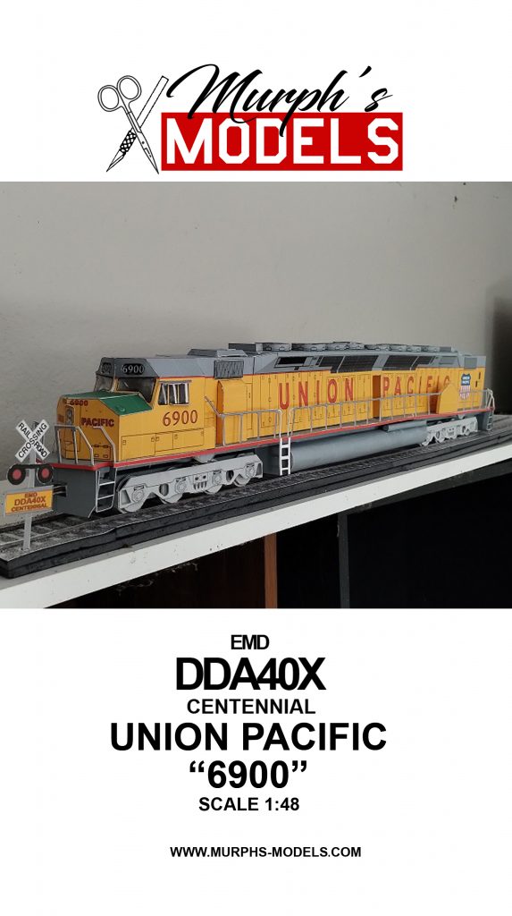 1/48 scale (O Gauge) EMD DDA40X Union Pacific Paper Model - EcardModels