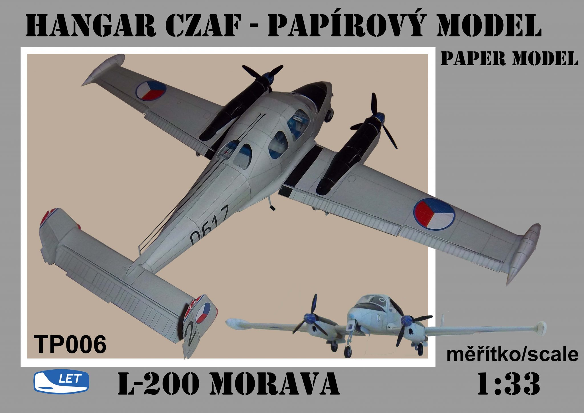 1/33 LET L-200 Morava Czech Air Force Paper Model - EcardModels