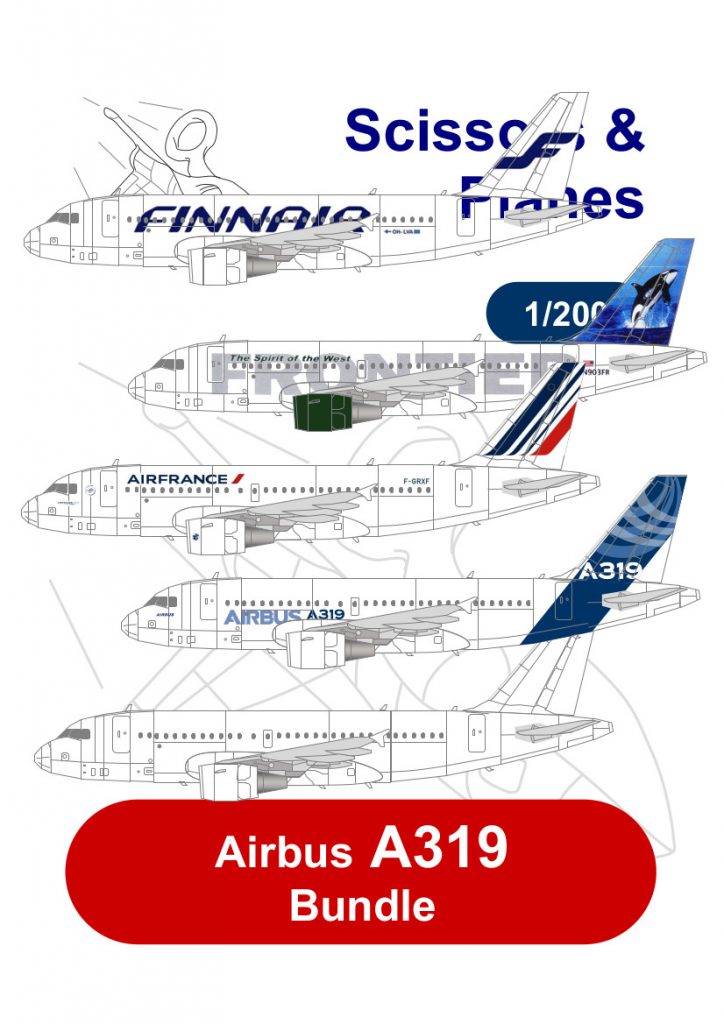 1/200 snp Airbus A319 Bundle Paper Model - EcardModels