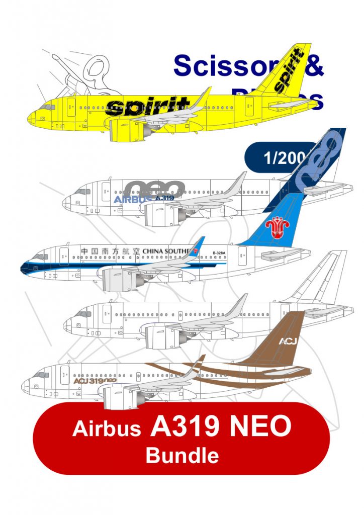 1/200 snp Airbus A319NEO Bundle Paper model - EcardModels
