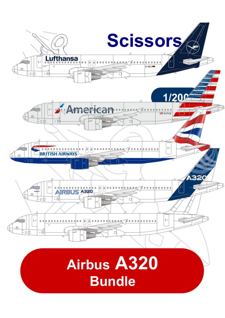 1/200 snp Airbus A320 Bundle Paper Model - EcardModels